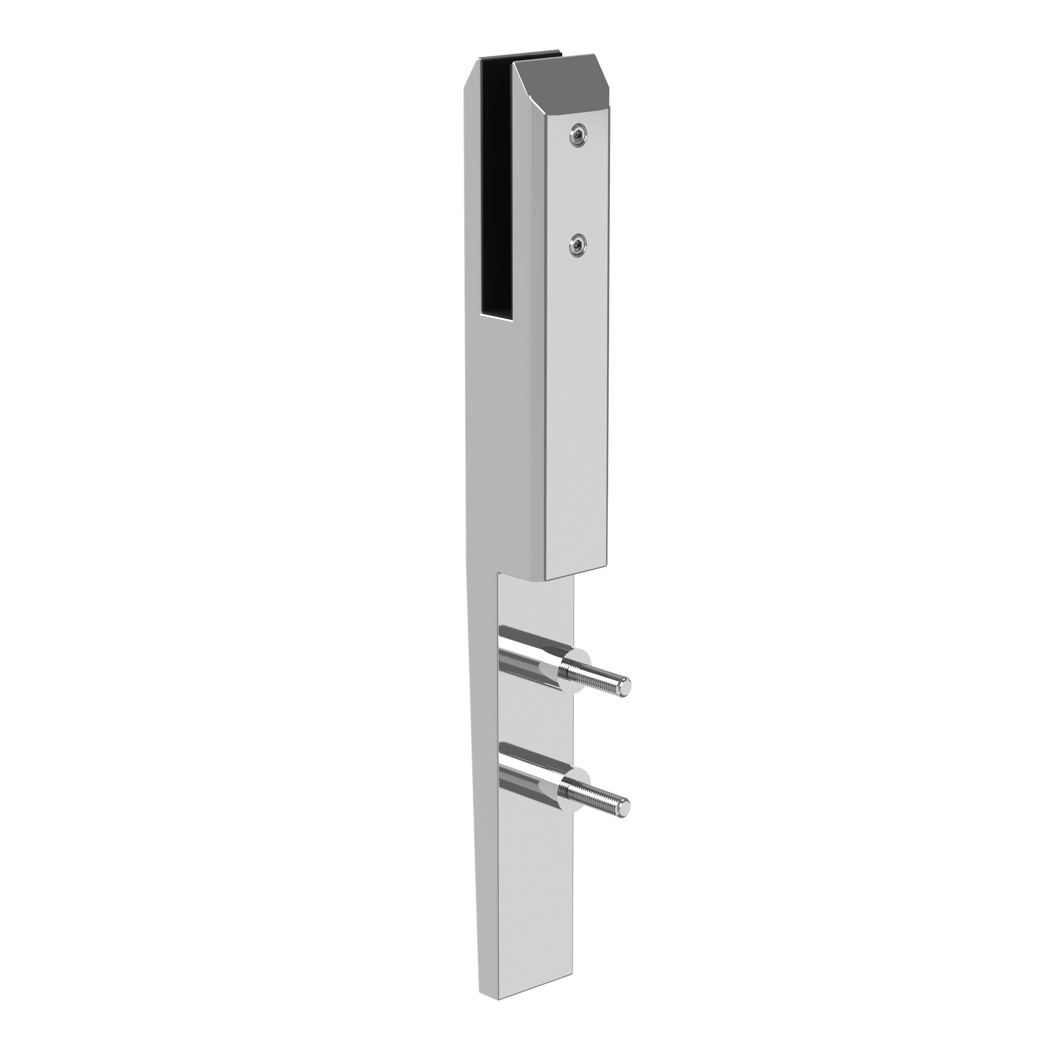 Spigot, face mount, square, mirror finish, suits 12mm glass, stainless ...